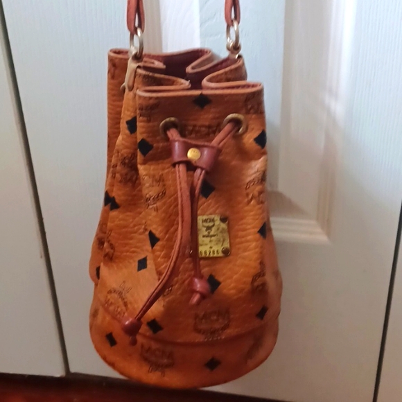 MCM | Bags | Mcm Vintage Cognac Mini Drawstring Bucket Bag | Poshmark